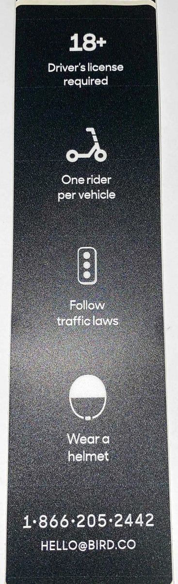 BB13SK10 (Bird One Ride Safely Sticker - English (Miami)) – Bird Fleet ...